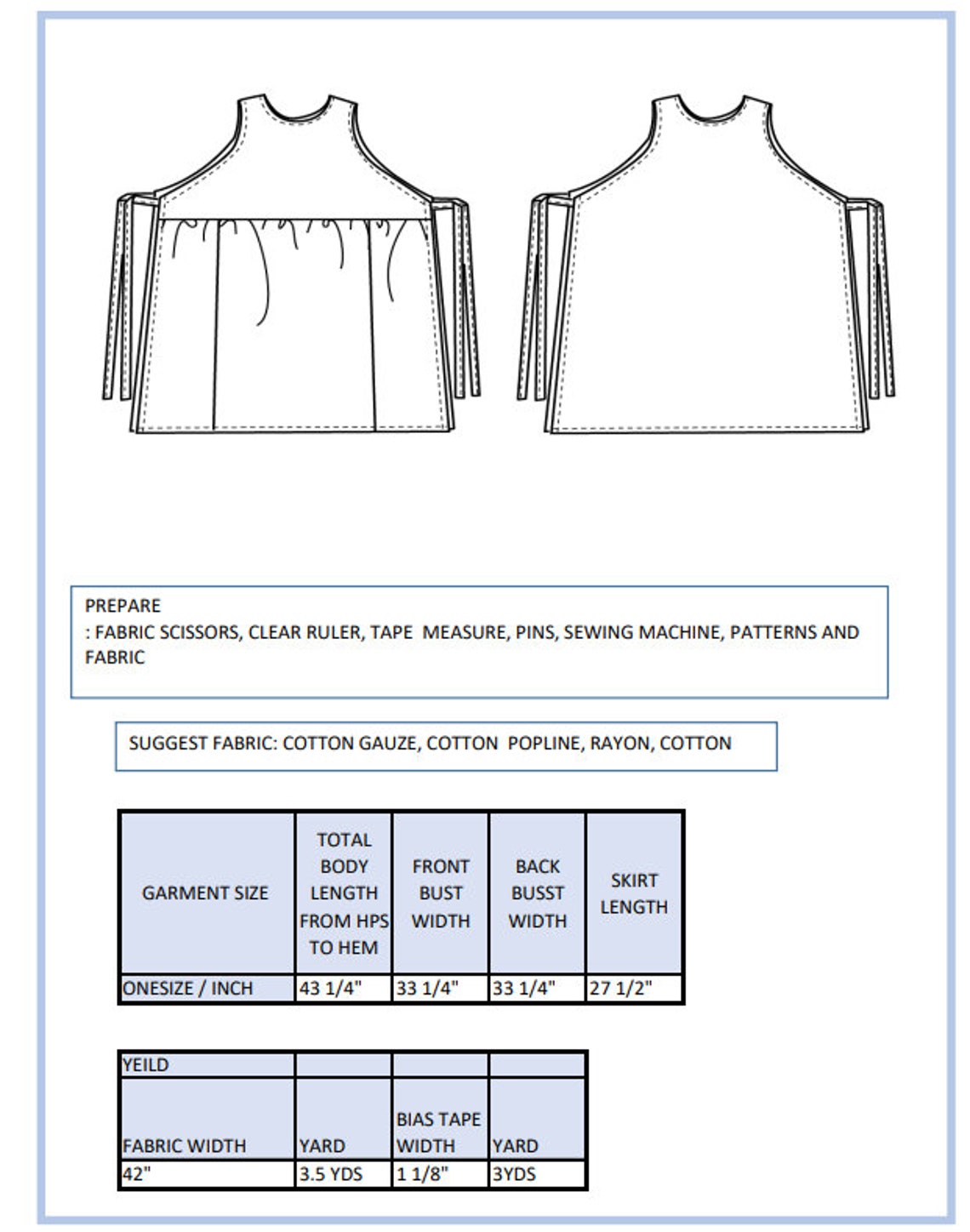 Apron PDF Sewing Pattern, Dress Sewing Patter, Apron Dress Sewing ...