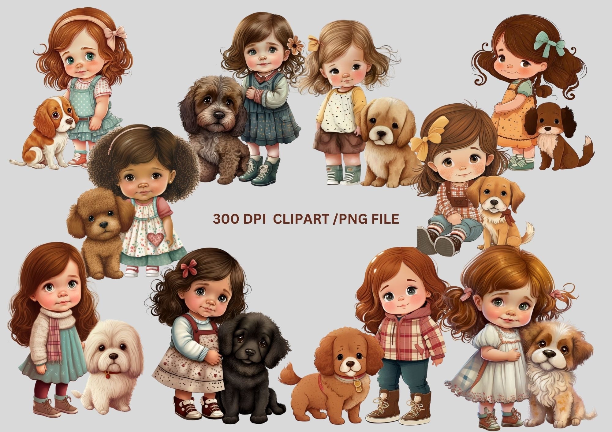 Little Girl With Cute Dog Clipart, My Best Friend Pet Clipart , Girl ...