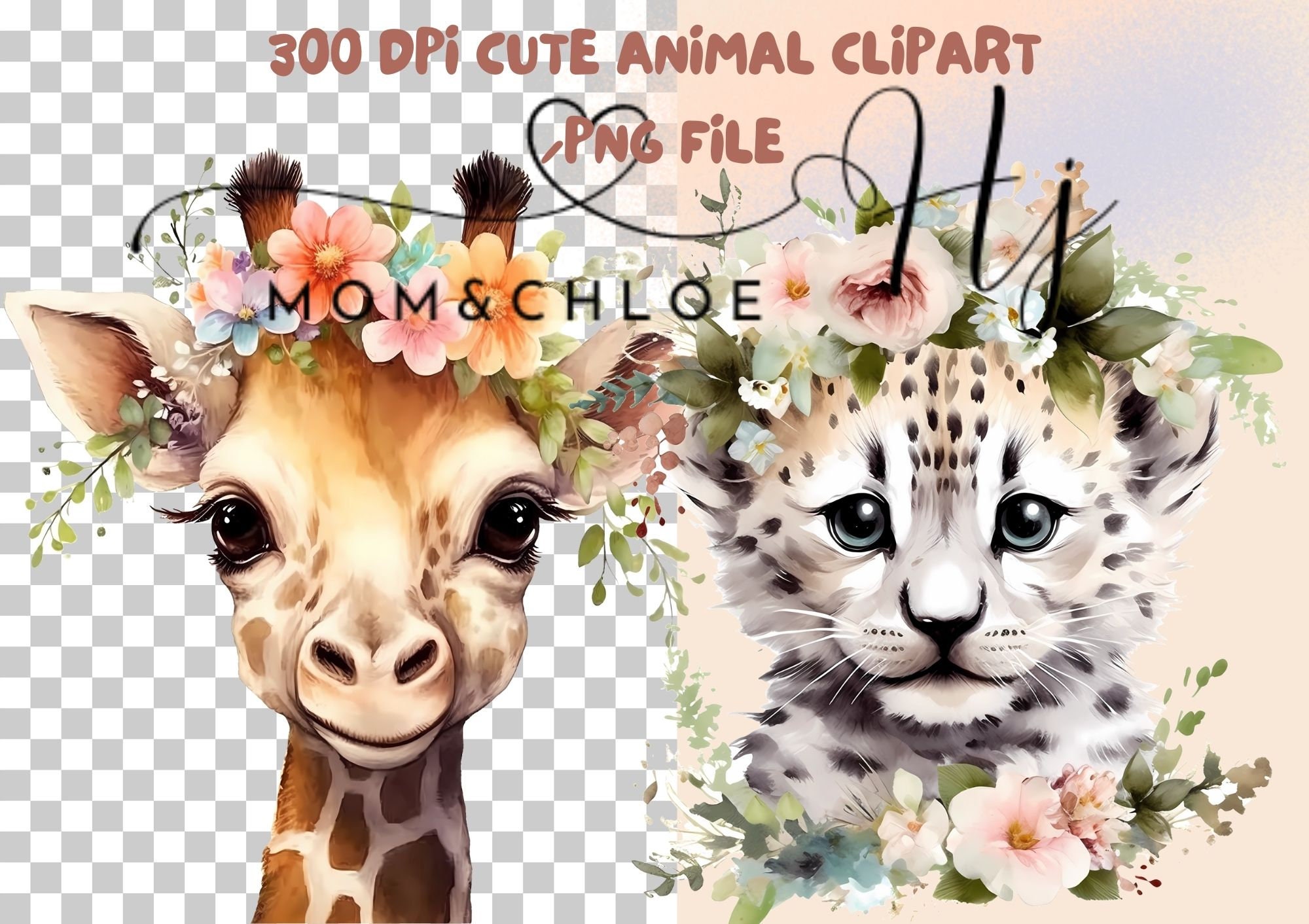 Cute Baby Animals Watercolor Clipart, PNG Files, Digital Crafting ...