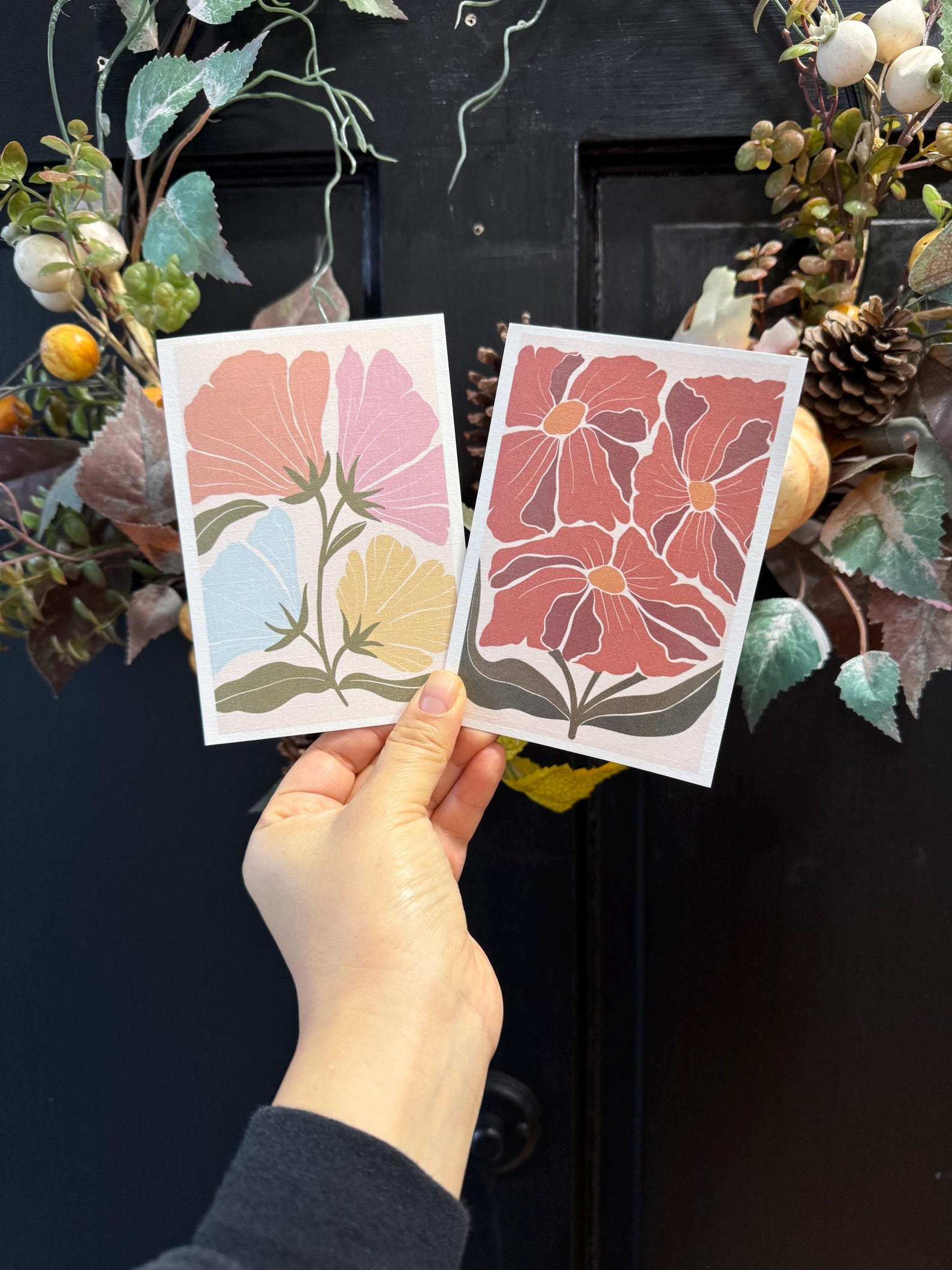 8modern Flower Note Card Set With Envelopes/thank You/blank Card/floral ...