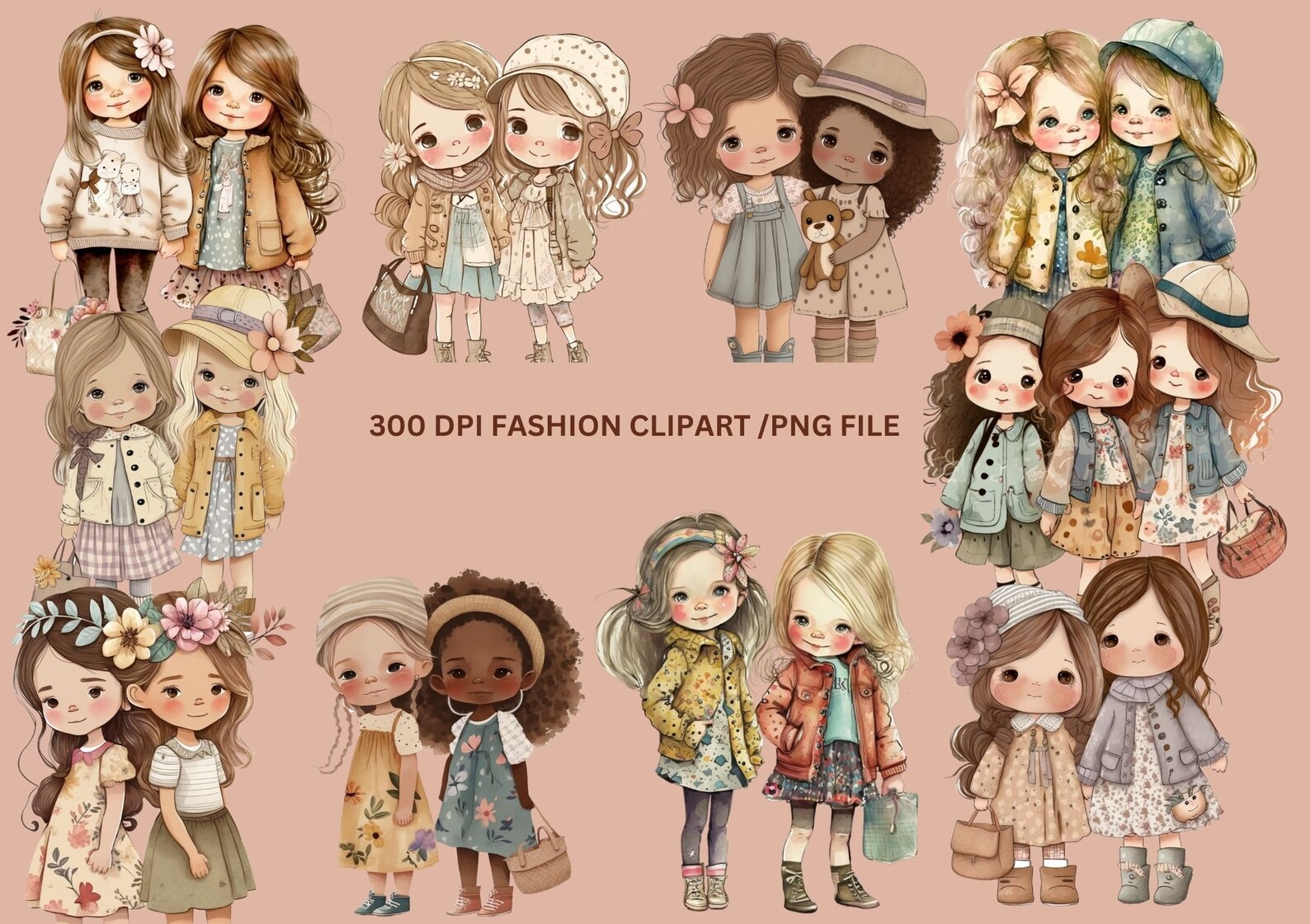 Little Girl Best Friends Clipart PNG, Sisters Clipart, Kids Clip Art ...