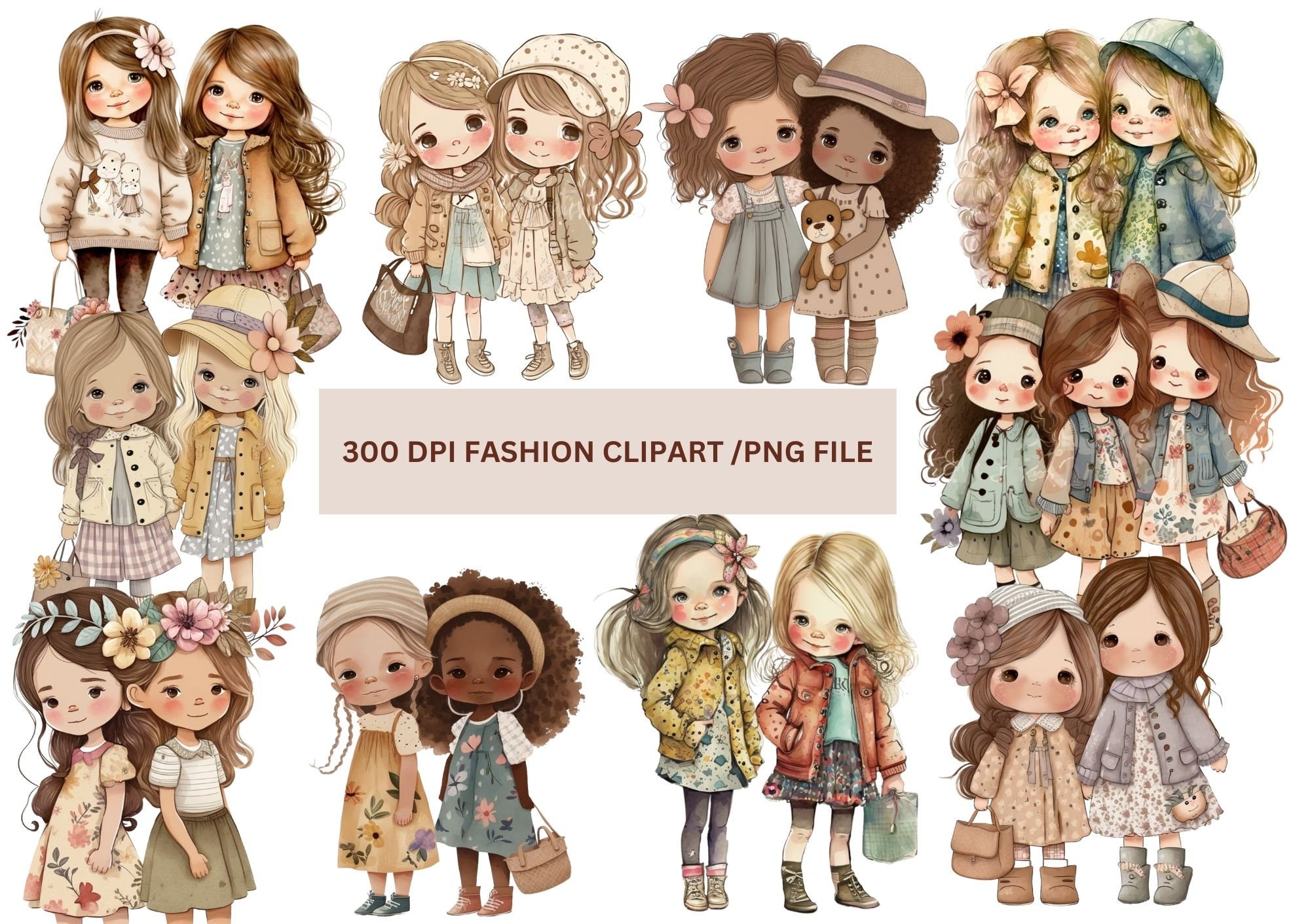 Little Girl Best Friends Clipart PNG, Sisters Clipart, Kids Clip Art ...