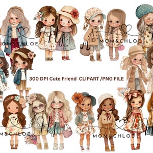 Little Girl Best Friends Clipart PNG, Sisters Clipart, Kids Clip Art ...