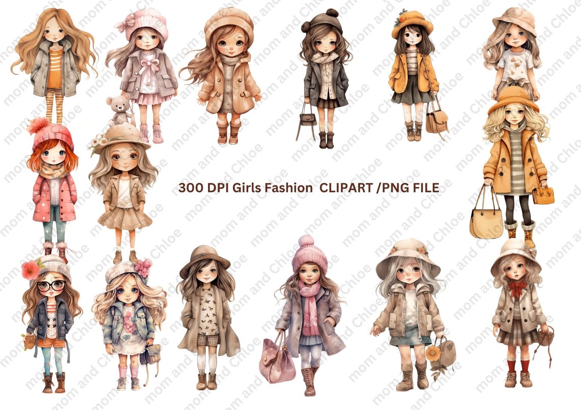 15little Girl Clipart PNG, Girl Fashion Illustration Digital Art, Kids ...