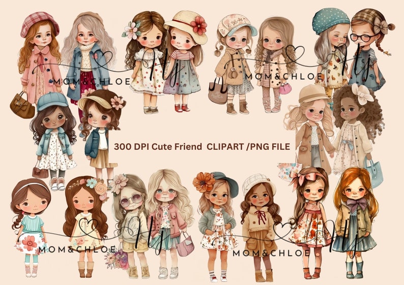 Little Girl Best Friends Clipart PNG, Sisters Clipart, Kids Clip Art ...