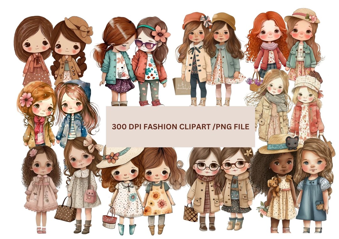 Little Girl Best Friends Clipart PNG, Sisters Clipart, Family Clipart ...