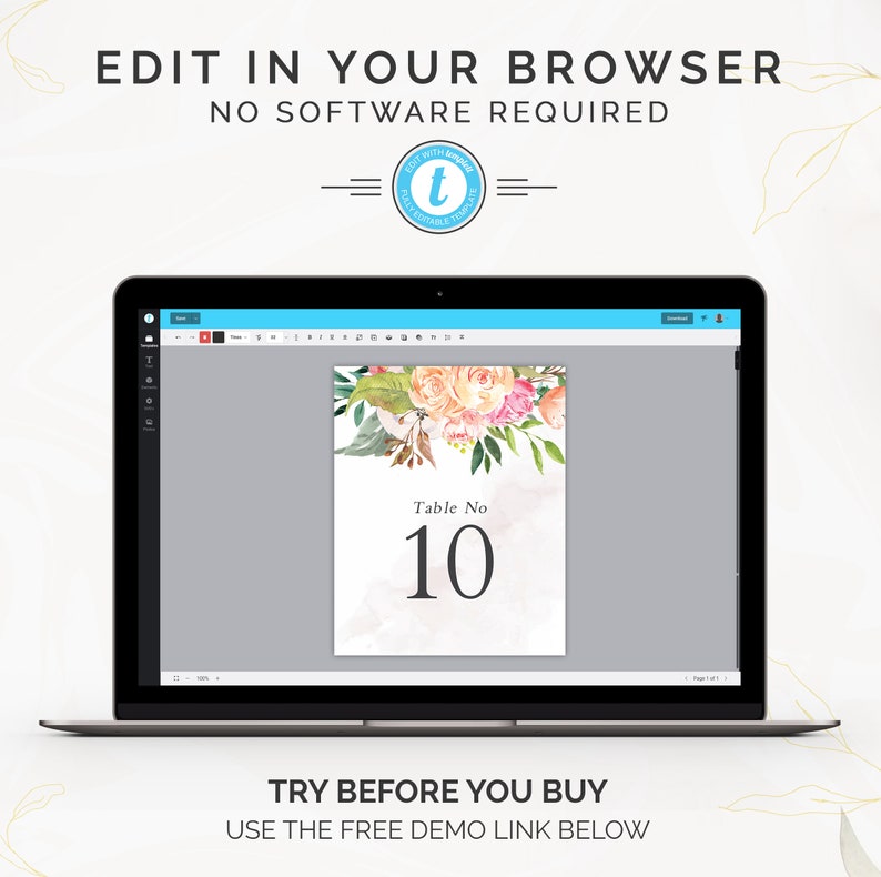 Editable Place Card Template, Printable Table Name Card, Canva Place ...