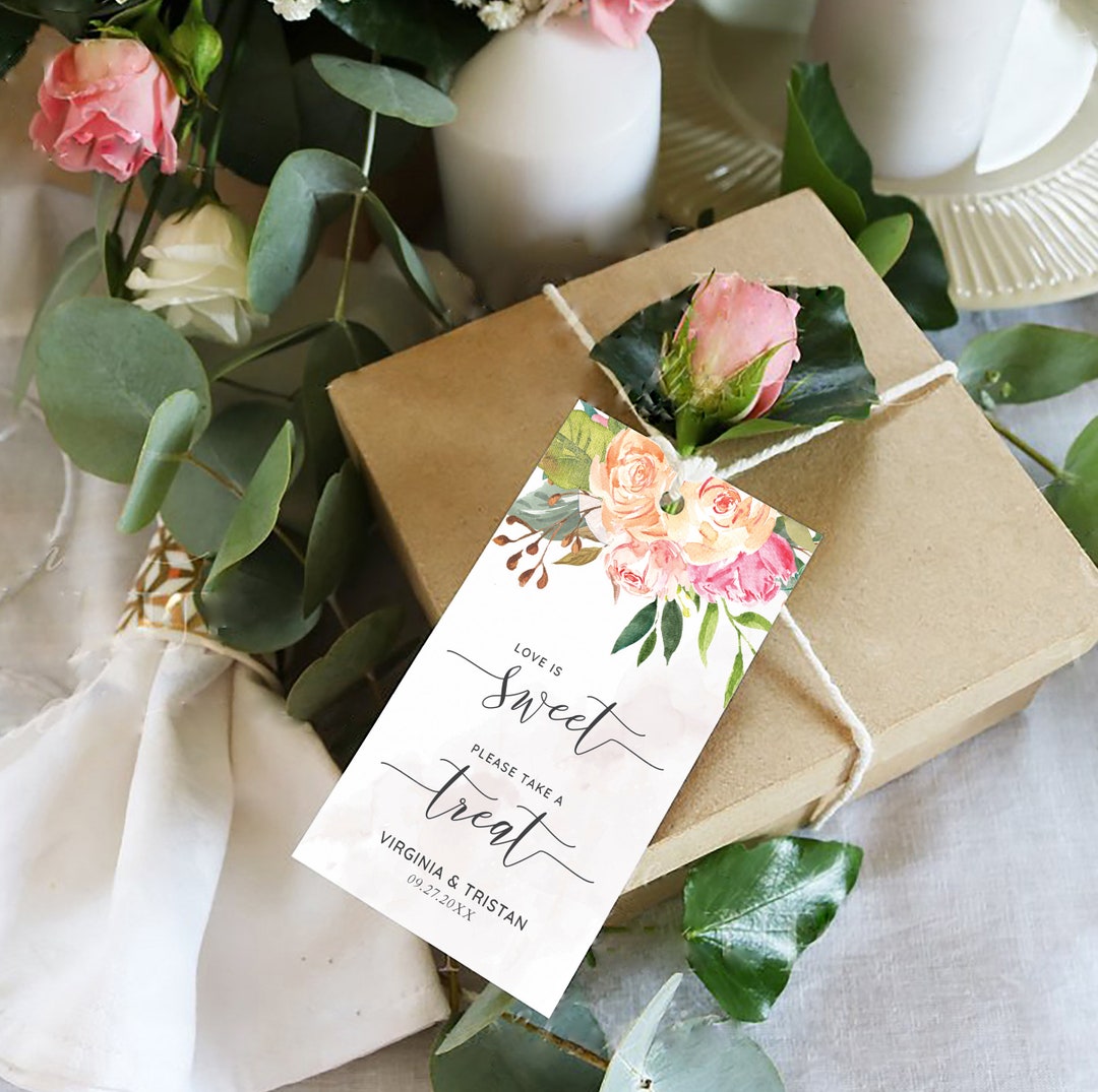 Printable Gift Favor Tags Canva Template With Watercolor Roses Floral ...
