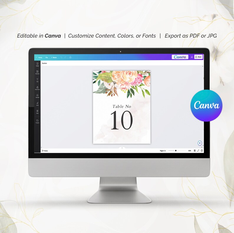 Editable Place Card Template, Printable Table Name Card, Canva Place ...