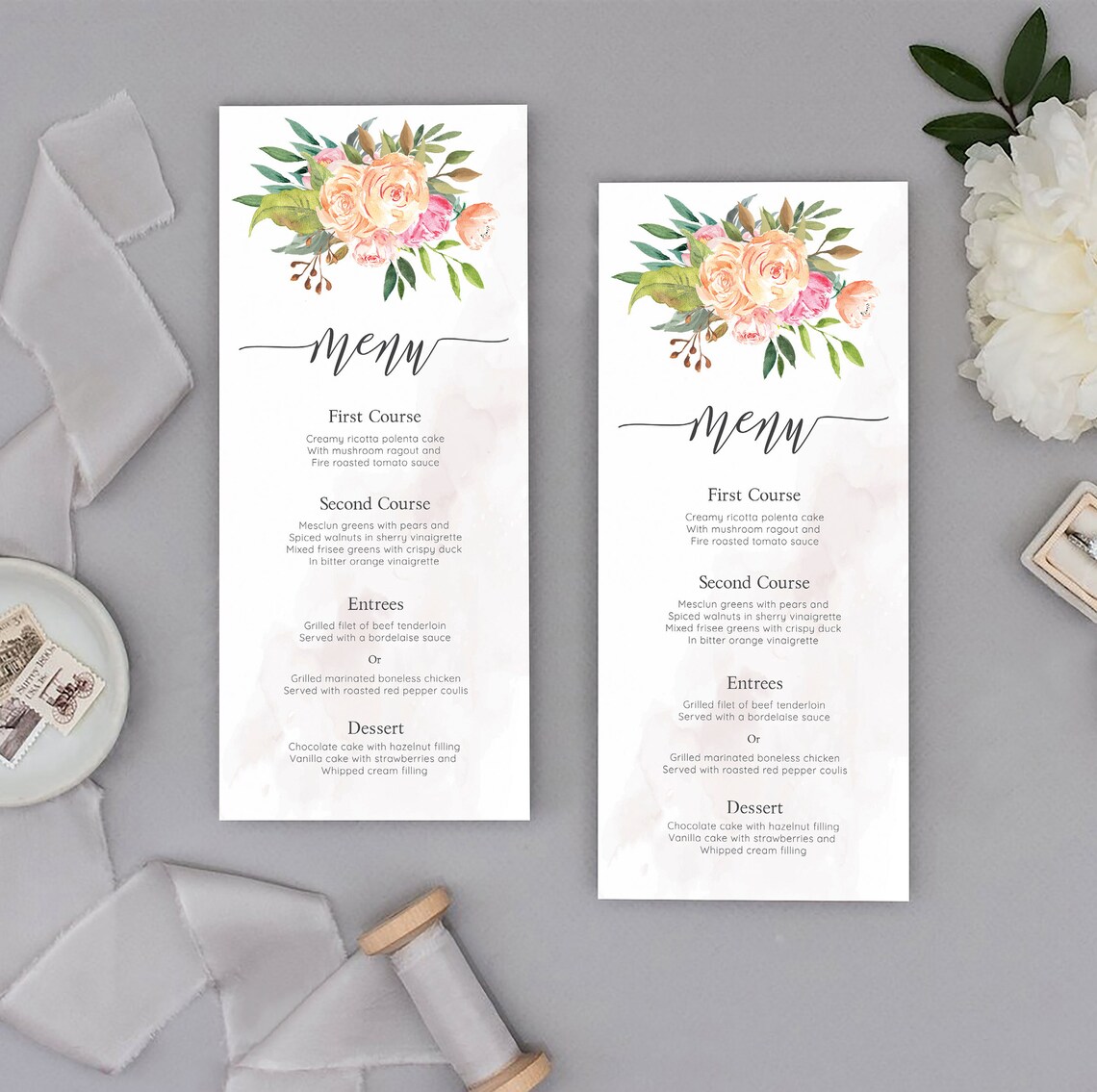 Wedding Menu Template, Printable Menu Card Canva, Dinner Menu Templett ...