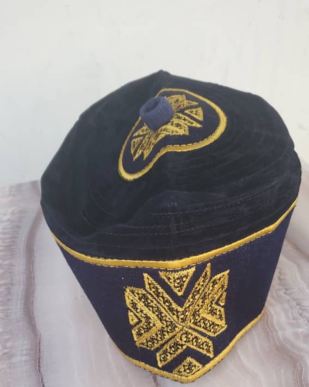 Bespoke African Men Royalty Embroidered Hat/african Designed Hat/hausa ...