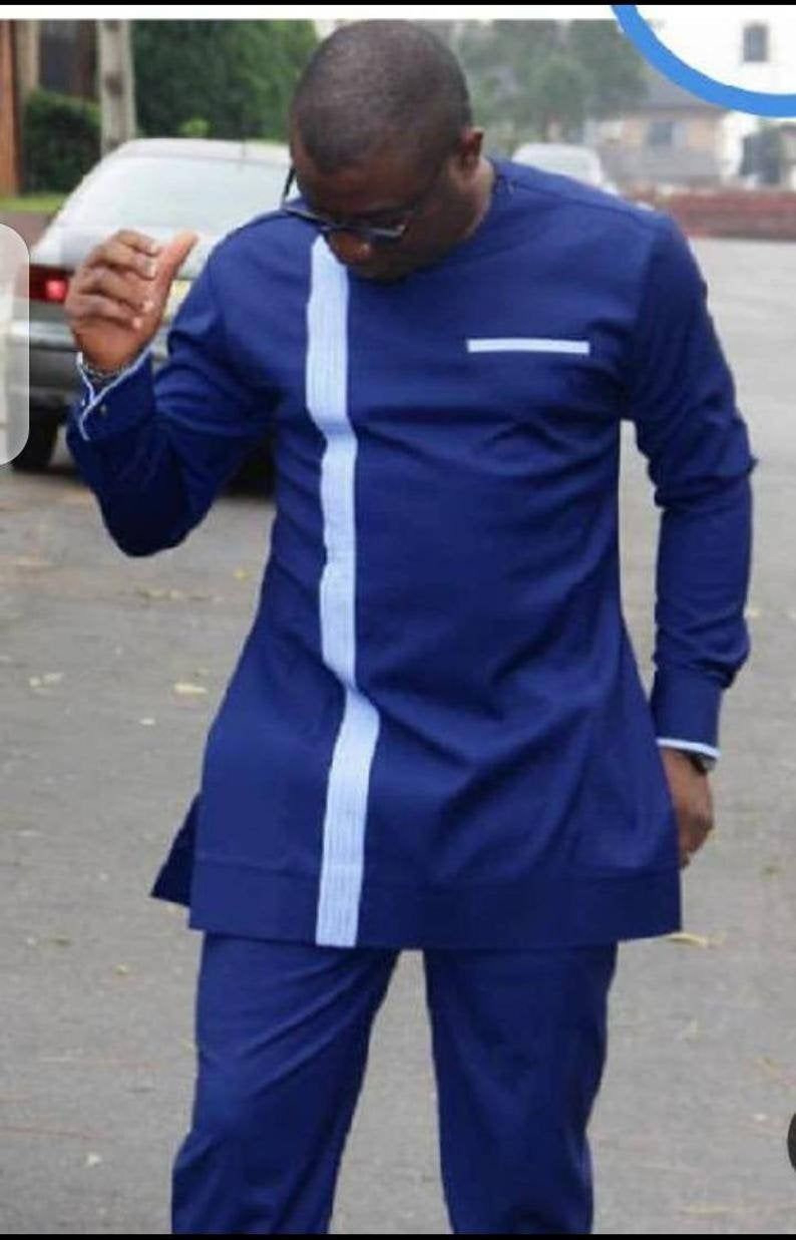 Blue With White Stripe African Men Clothing African Groom - Etsy