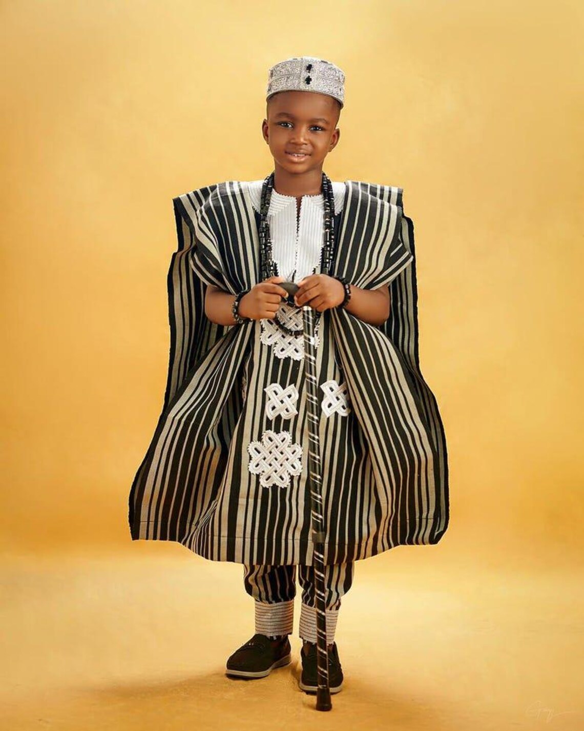 Elegant African Kid's Asooke Agbada With Hat: Traditional Birthday ...
