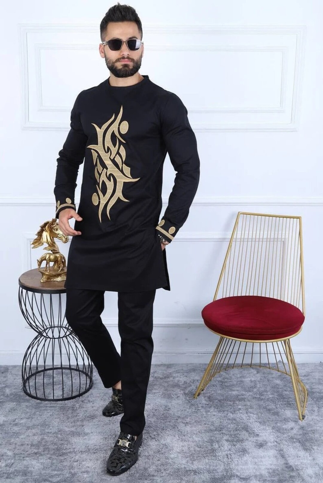 Imole African Men Kaftan for Wedding / African Native Clothes Dashiki ...