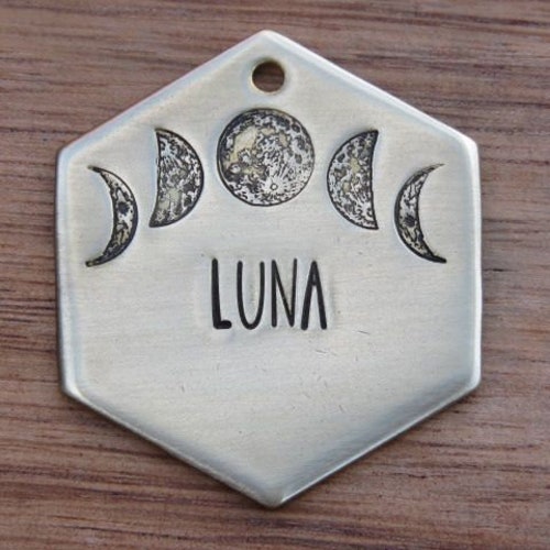 Moon Phase Tag Dog Tags Night Sky Dog Tag Pet Ids Custom | Etsy