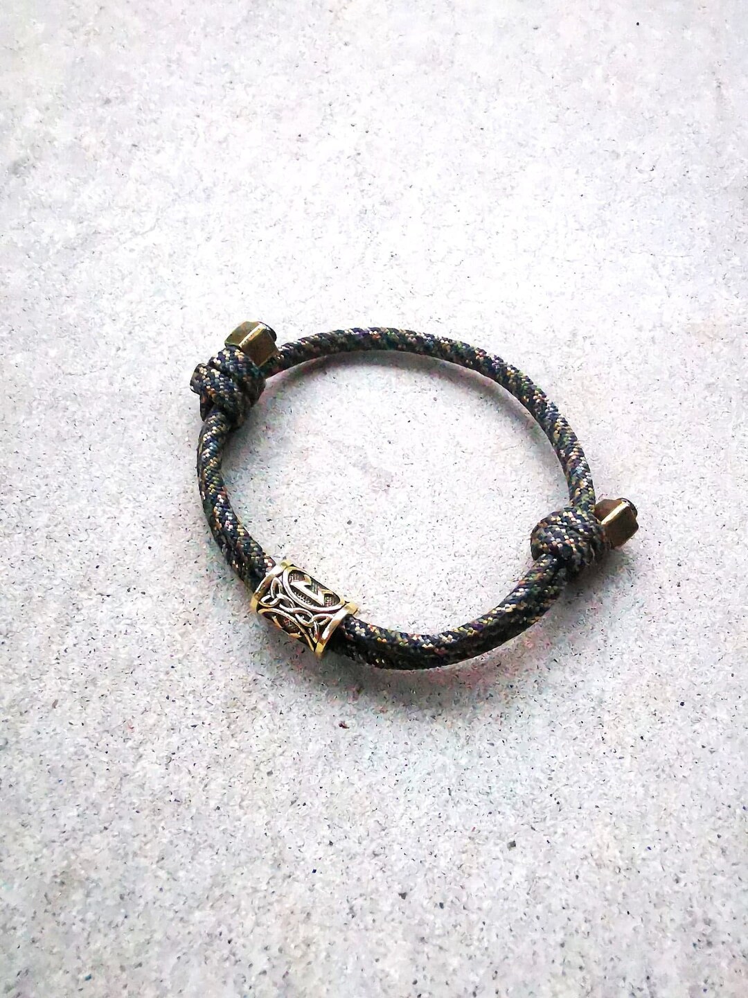 Viking Style Futhark Rune Protection Bracelet, Norse Nautical Knot ...