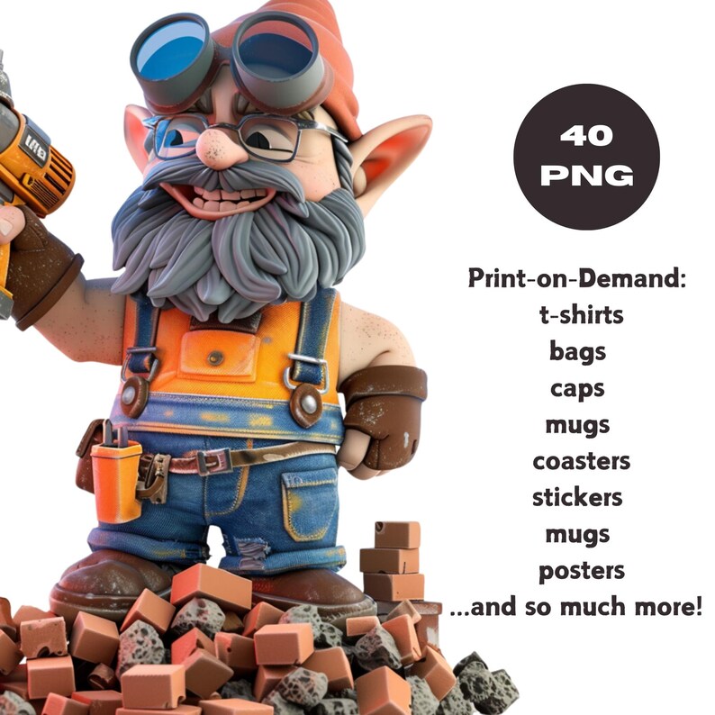 40 Construction Gnome PNG Cliparts – Adorable Builder Gnomes With Tools ...