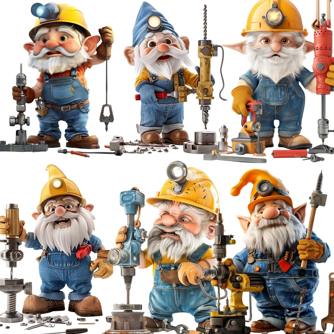 40 Construction Gnome Clipart PNG – Builder-themed Gnomes for Crafts ...