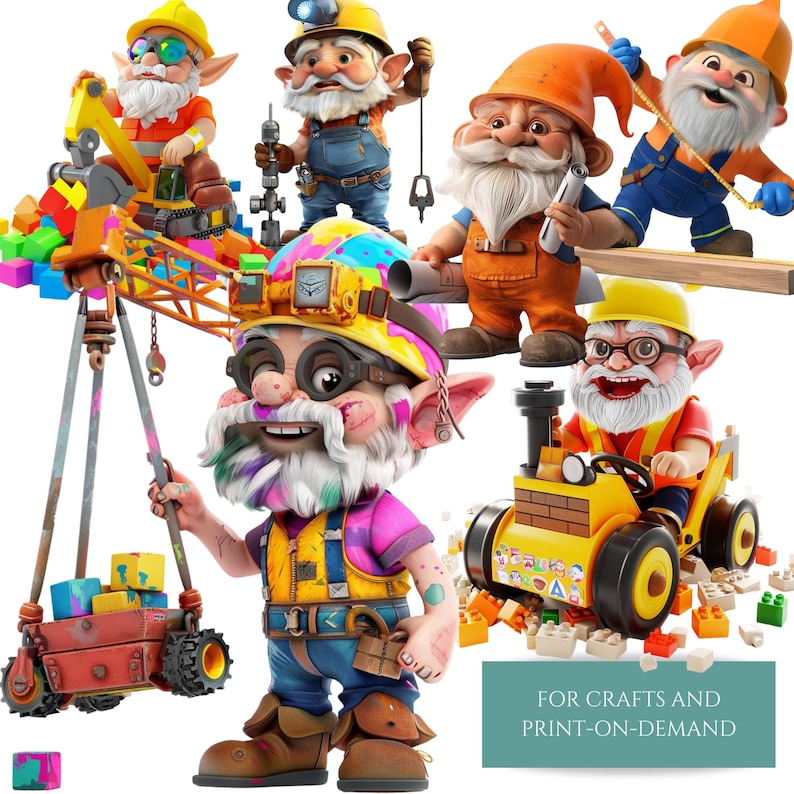 40 Construction Gnome Clipart PNG – Builder-themed Gnomes for Crafts ...