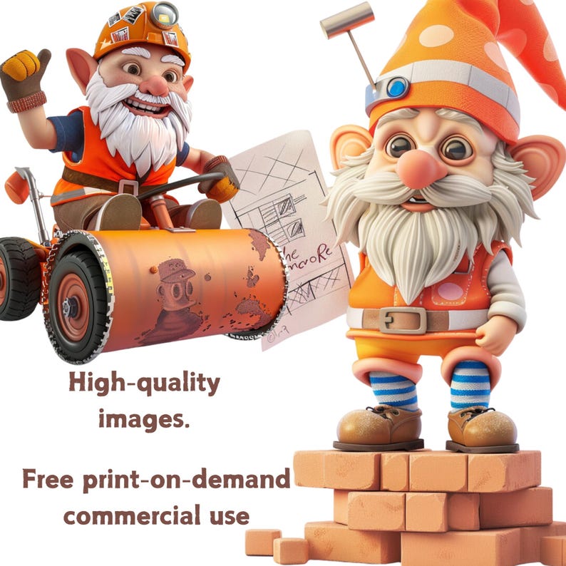 40 Construction Gnome Clipart PNG – Builder-themed Gnomes for Crafts, Scrapbooking, DIY, & Print ...