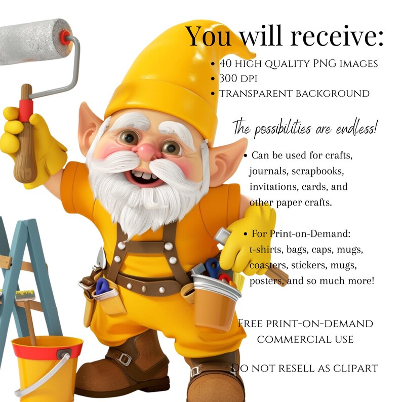40 Construction Gnome PNG Cliparts Adorable Builder Gnomes With Tools ...