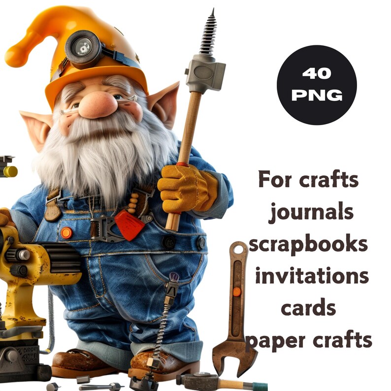 40 Construction Gnome Clipart PNG – Builder-themed Gnomes for Crafts ...
