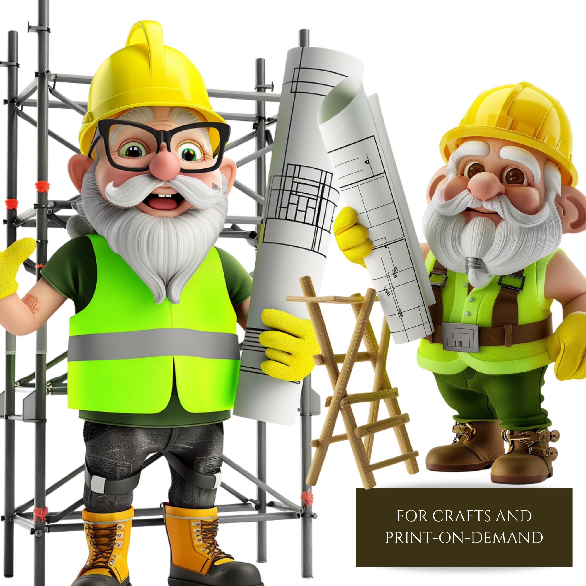 40 Construction Gnome PNG Cliparts – Adorable Builder Gnomes With Tools ...