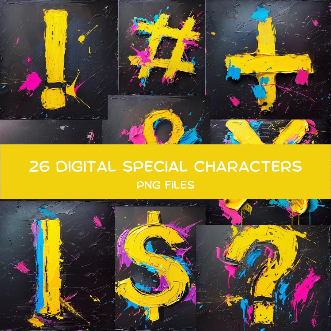 Bold Abstract Symbols Wall Art, Modern Colorful Typography Prints, Hand ...