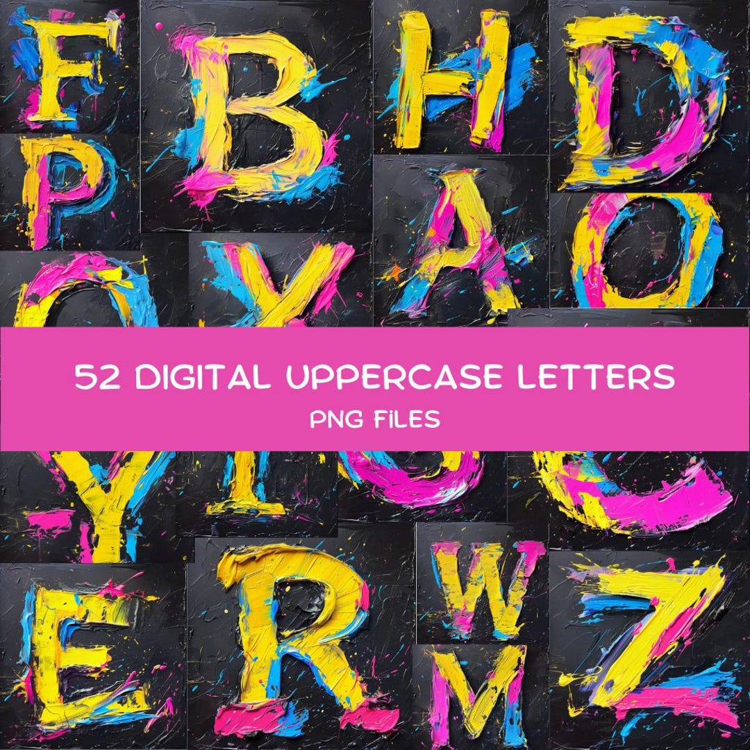 Bold Abstract Alphabet Art Prints, Hand-painted Colorful Letters ...