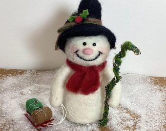Needle Felted Snowman, Felted Christmas Decoration, Holiday Snowman, - Etsy
