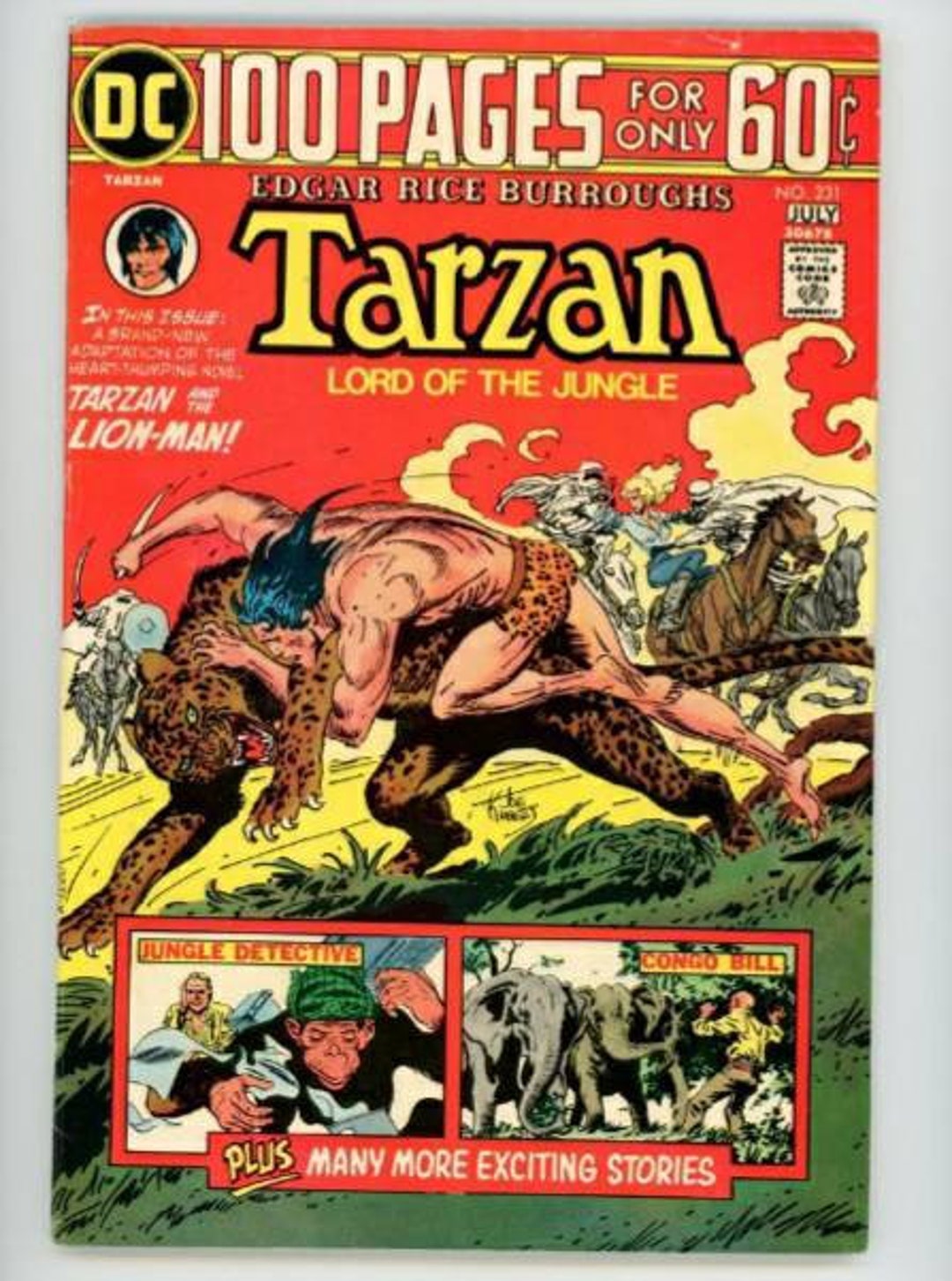 Tarzan Comic Book 231 Giant Size 1974 Joe Kubert Tarzan & the - Etsy