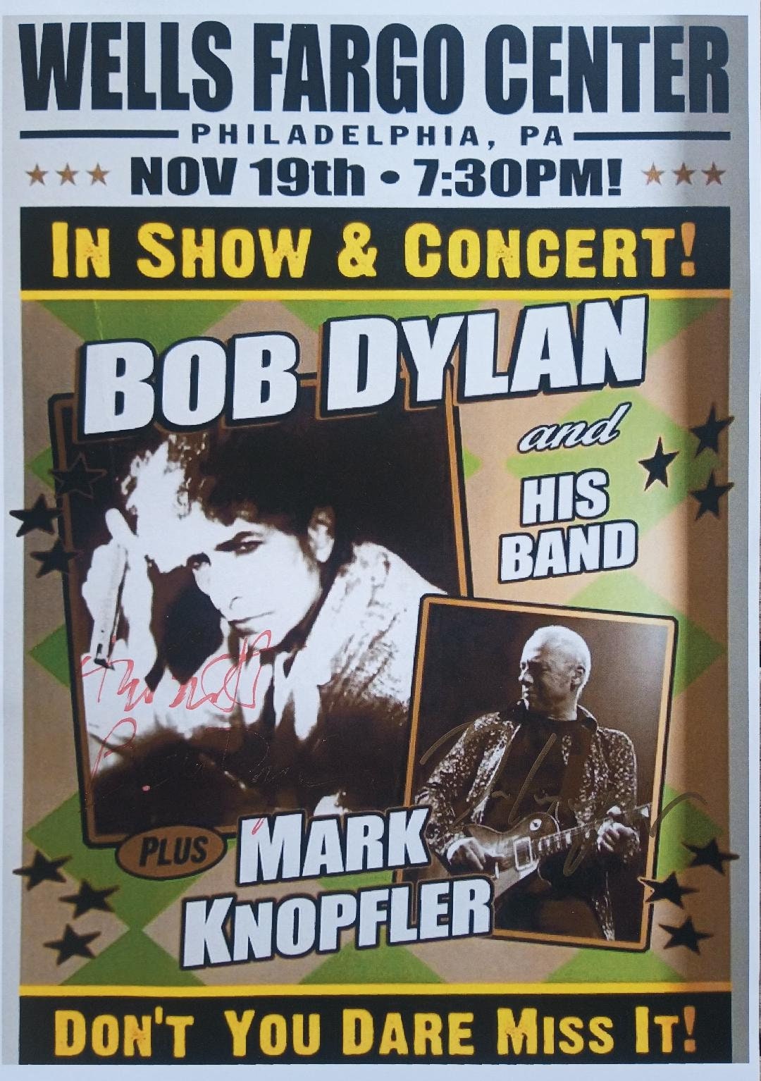 BOB DYLAN Mark Knopfler Poster 11x17inch 2003 Reproduction Concert Poster - Etsy