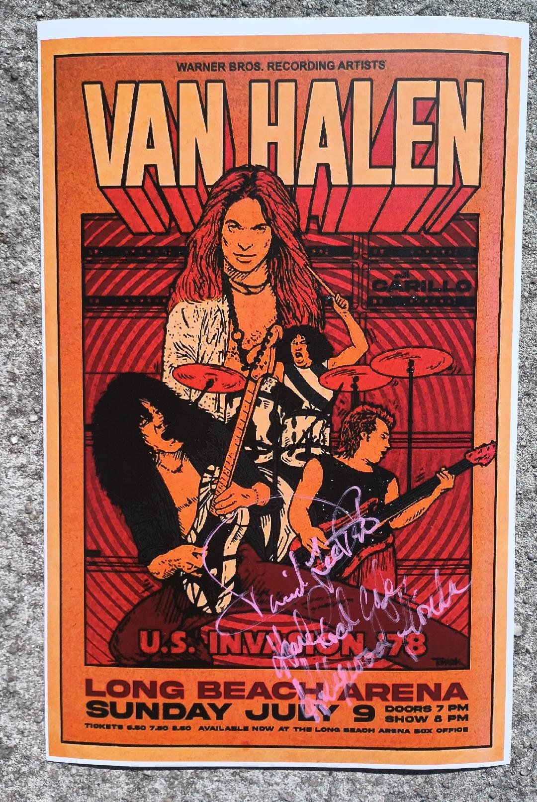 1978 Van Halen Concert Poster Throwback Style Reproduction With a David ...