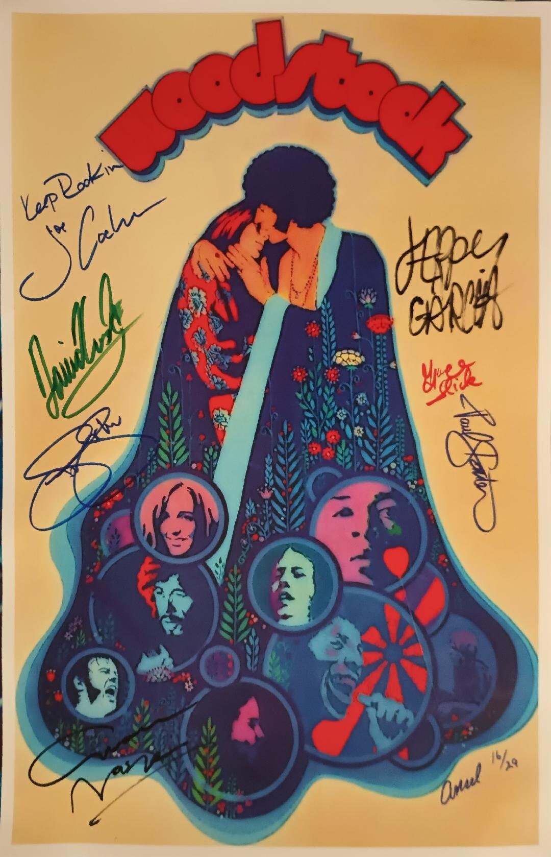 1969 WOODSTOCK Poster 10 Year Anniversary REPRODUCTION Cocker Slick ...