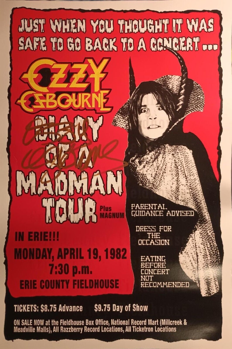 1982 Ozzy Osbourne Concert Poster Reproduction Diary of A Madman - Etsy