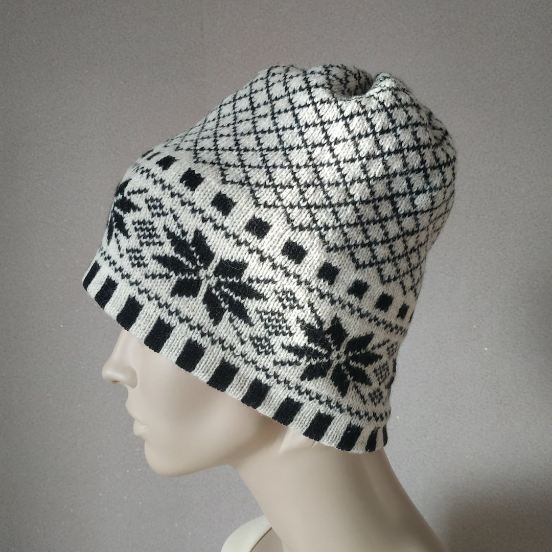 Unisex Double Knit Fair Isle Hat Winter Icelandic Colorwork Beanie ...