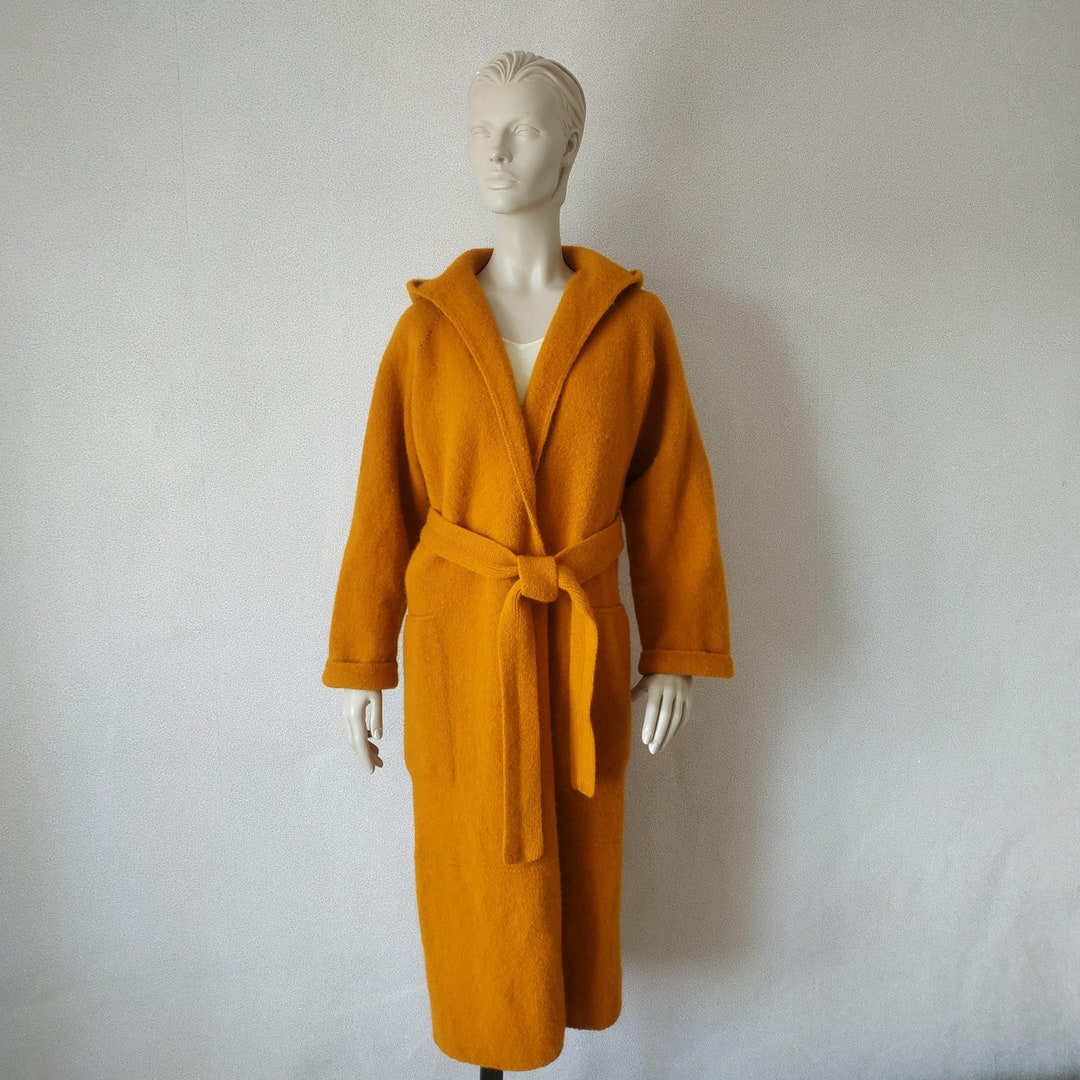 Capote Blanket Coat Boiled Orange Wool Wife Long Cardigan Hooded Wool ...