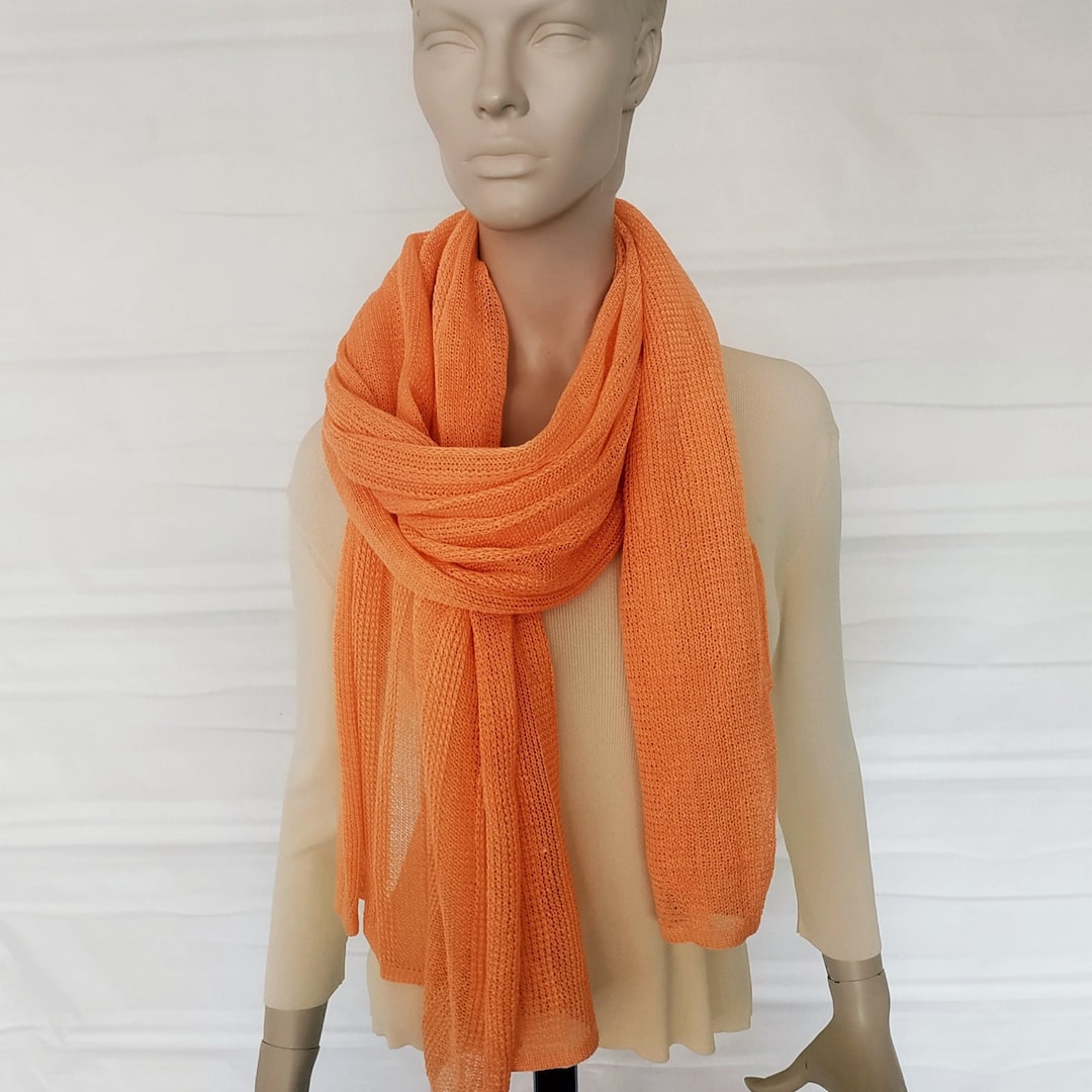 Beautiful Hand Knit Thin Linen Extra Large Blanket Scarf Oversized ...