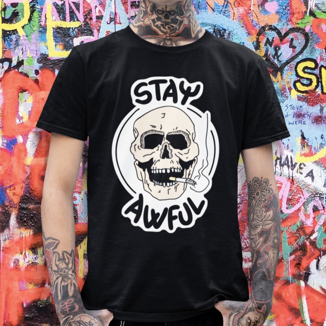 Funny Smoking Skull Shirt, Weirdcore Punk Clothing - Etsy
