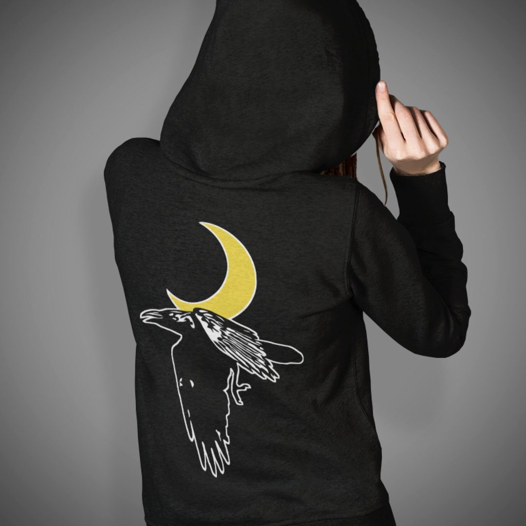 Raven Goth Hoodie, Y2K Goth Clothing, Raven Sweater, Fairy Grunge ...