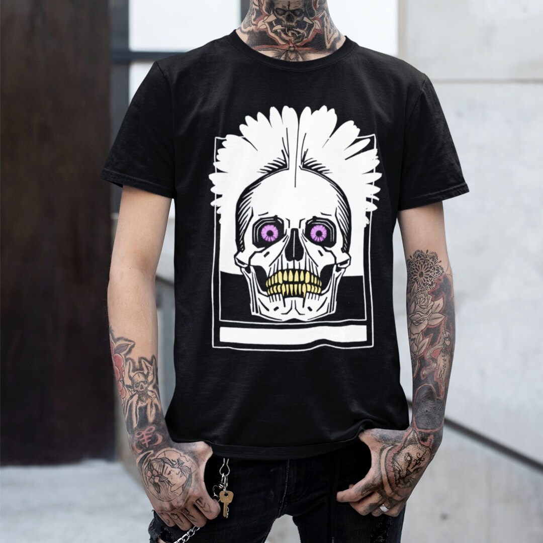Punk Skull Grunge Tshirt, Y2K Skeleton Shirt, Grunge Clothing, Goth ...