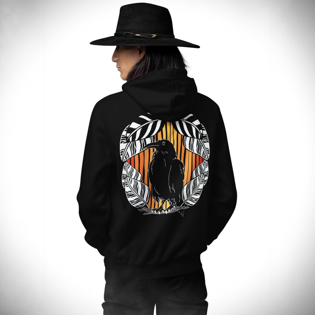 Retro Crow Hoodie, Dark Academia, Grunge Clothing, Black Raven Gothic ...