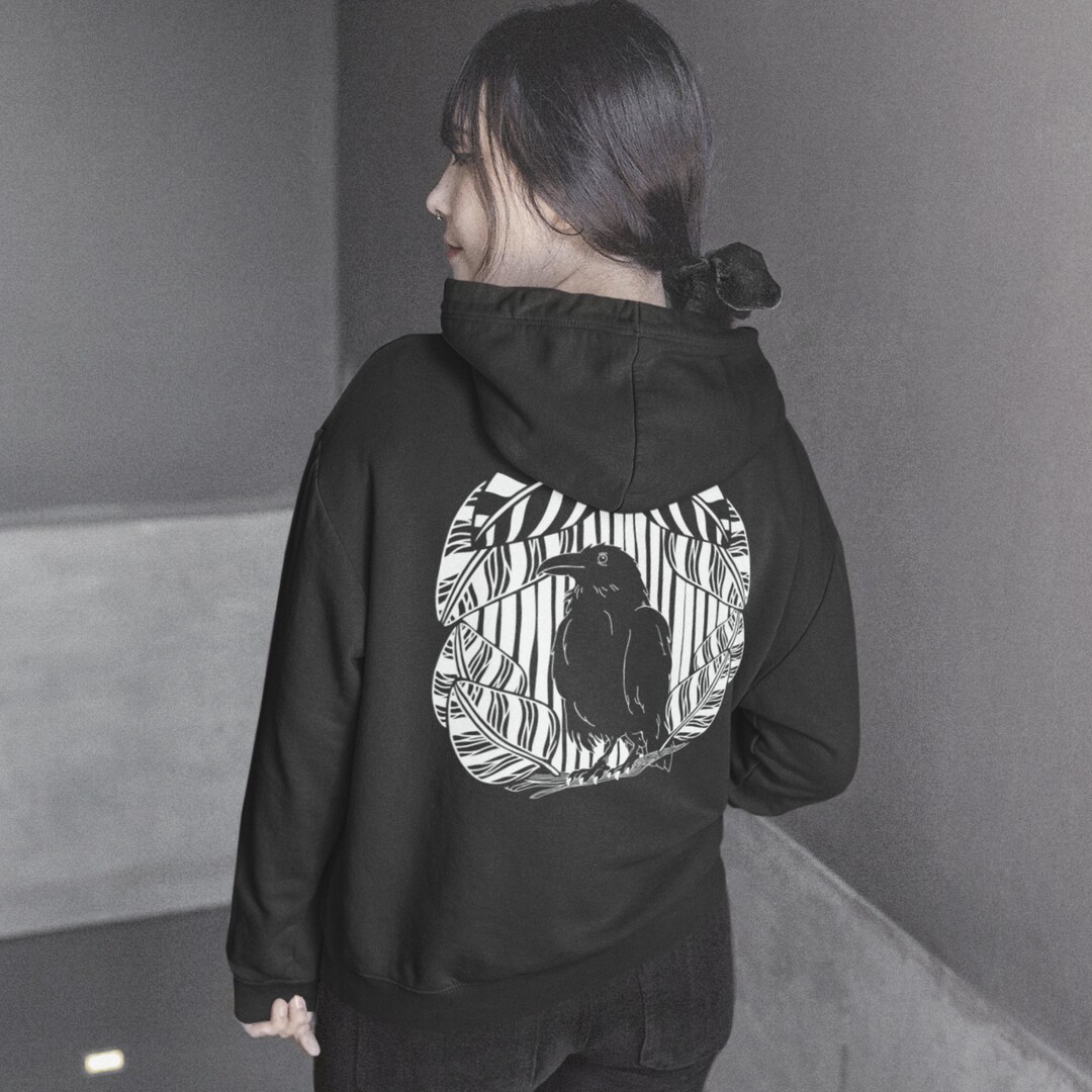 Raven Goth Hoodie, Y2K Gothic Clothing, Witchy Gifts, Crow Sweatshirt ...