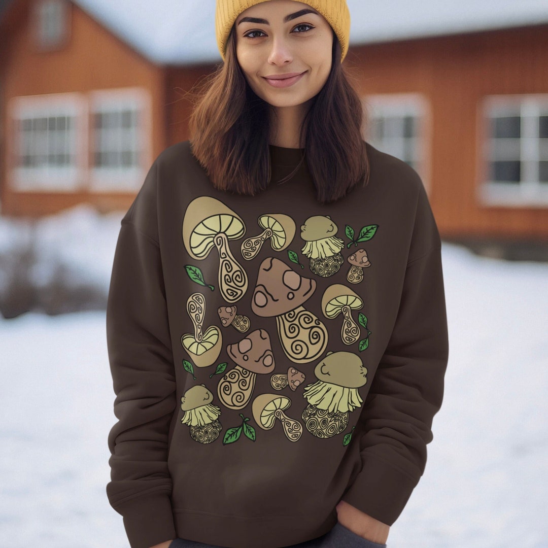 Cute Mushroom Sweater, Cottagecore Boho Jumper, Trendy Goblincore ...
