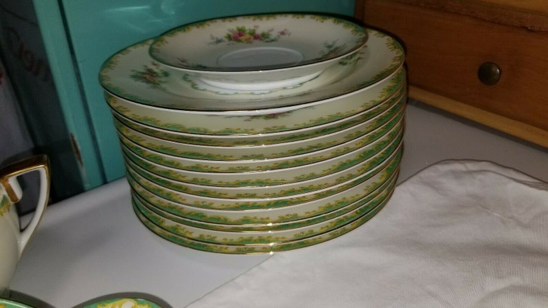Noritake China Service for 12 Pattern N472 1921, Green/yellow Floral - Etsy