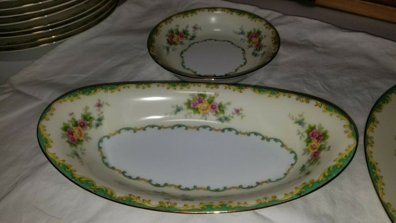 Noritake China Service for 12 Pattern N472 1921, Green/yellow Floral - Etsy