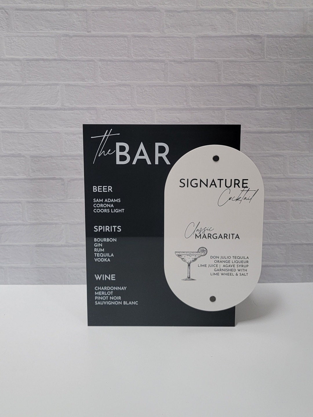 Event Bar Menu, Wedding Bar Menu, Double Layered Menu, Acrylic Menu ...