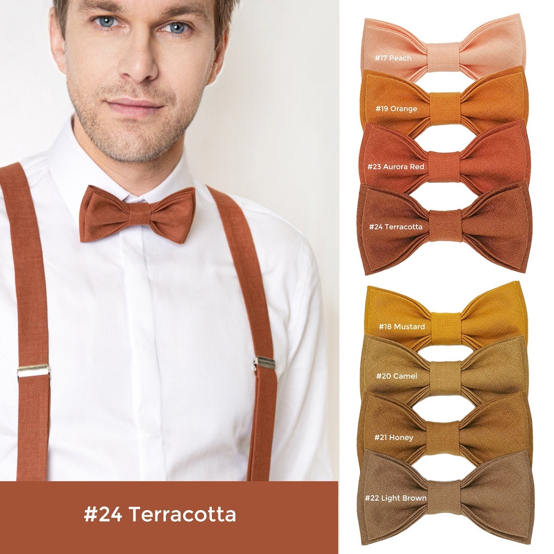 Terracotta Bow Tie / Terracotta Cufflinks / Terracotta Pocket Square ...