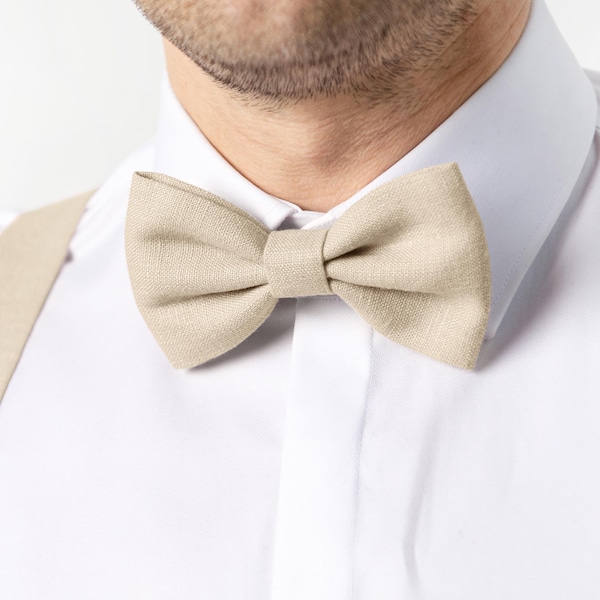 Beige Bow Tie - Etsy
