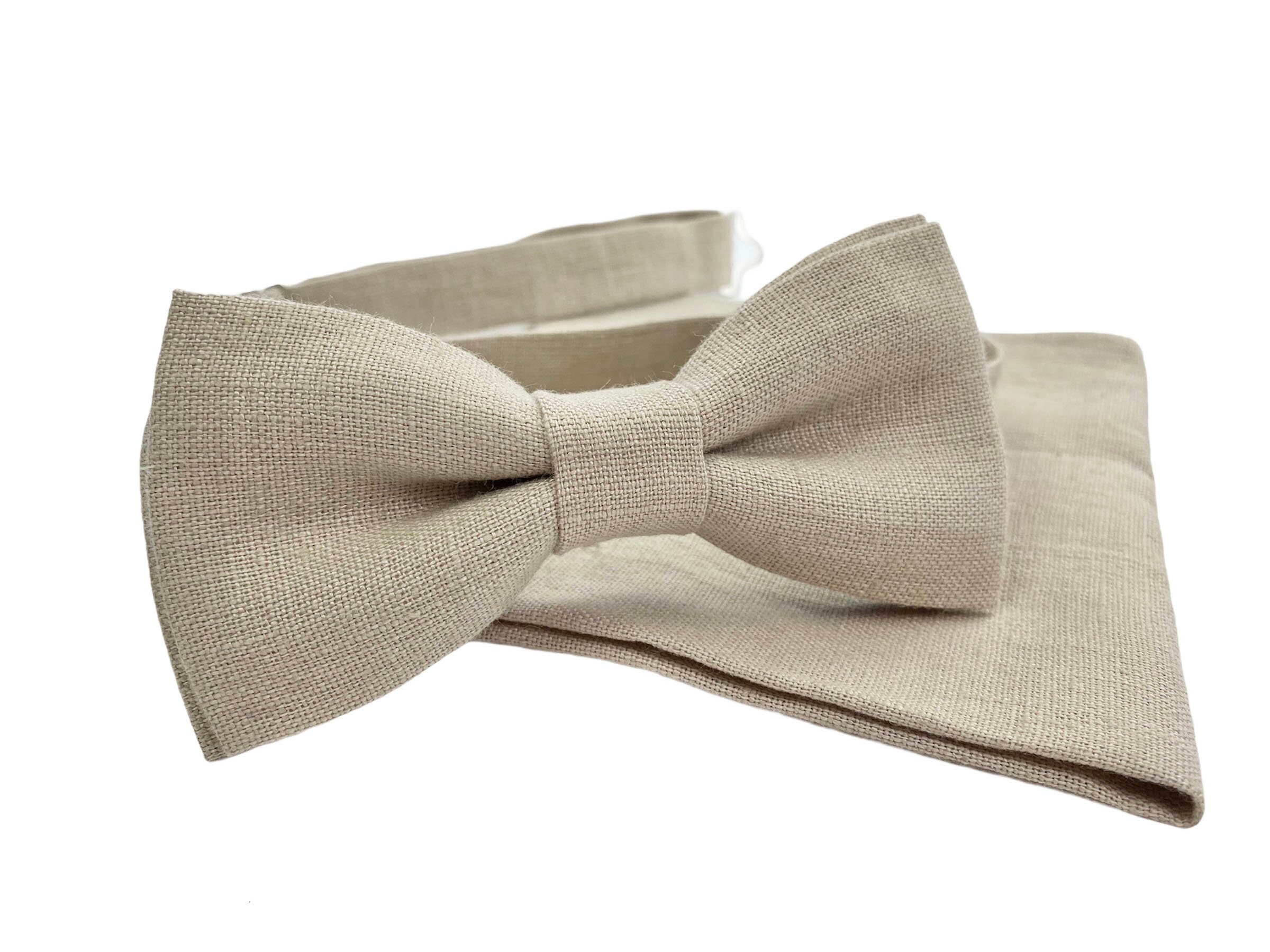 Beige Bow Tie / Beige Linen Bow Tie / Beige Wedding Tie / - Etsy
